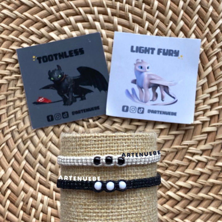 [artenuebe] toothless and light fury couple bracelet (how to train your ...