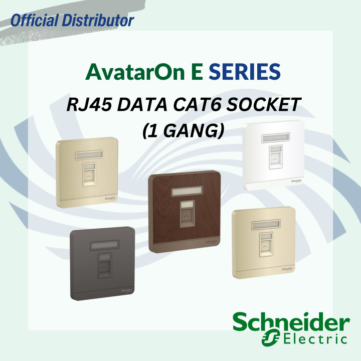Schneider AvatarOn E 3"x3" 1 Gang RJ45 Data Cat6, Shuttered Wallplate ...