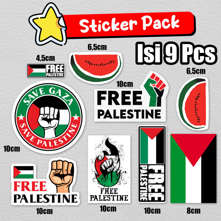 Stiker Pack Palestina isi 9pcs Sticker Simbol Semangka Bendera ...