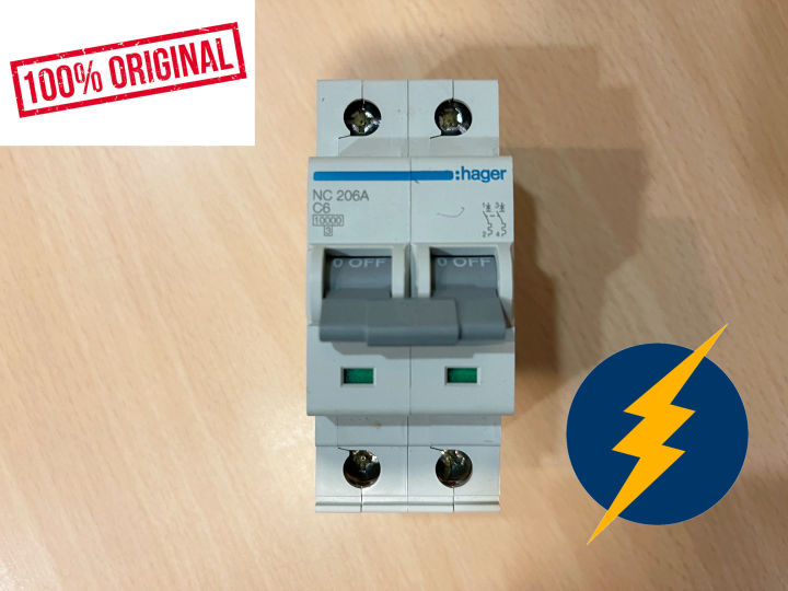 Hager MCB 2 Pole 10kA NC Series 6A / 10A / 16A / 20A / 32A / 40A / 63A NC206A NC210A NC216A ...