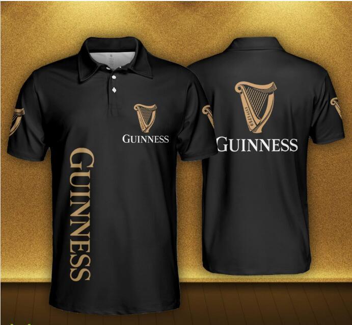 Guinness Black Unisex 3D Polo Shirt Guinness Black 3D Polo | Lazada.co.th