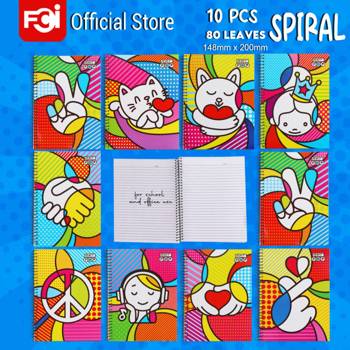 FCI Spiral Notebook with New Assorted Upgraded Cool Design 80 leaves ...