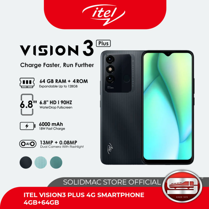 itel Vision3 Plus 4G Smartphone┃64+4GB┃90Hz High Refresh Rate | Lazada PH