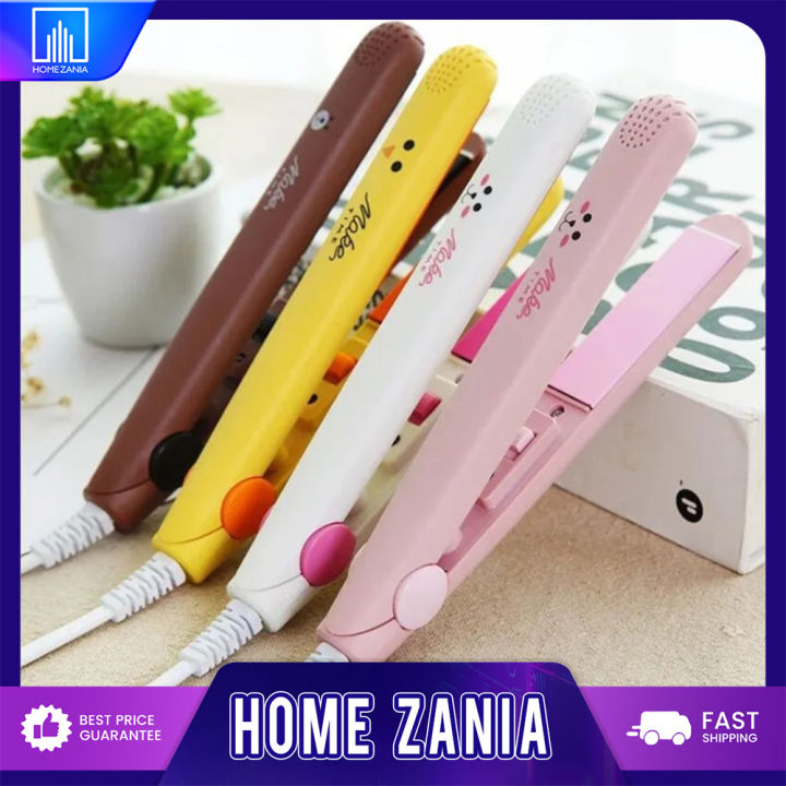 Home Zania Cute Portable Straightener & Curler Iron Dual-Purpose Hair ...