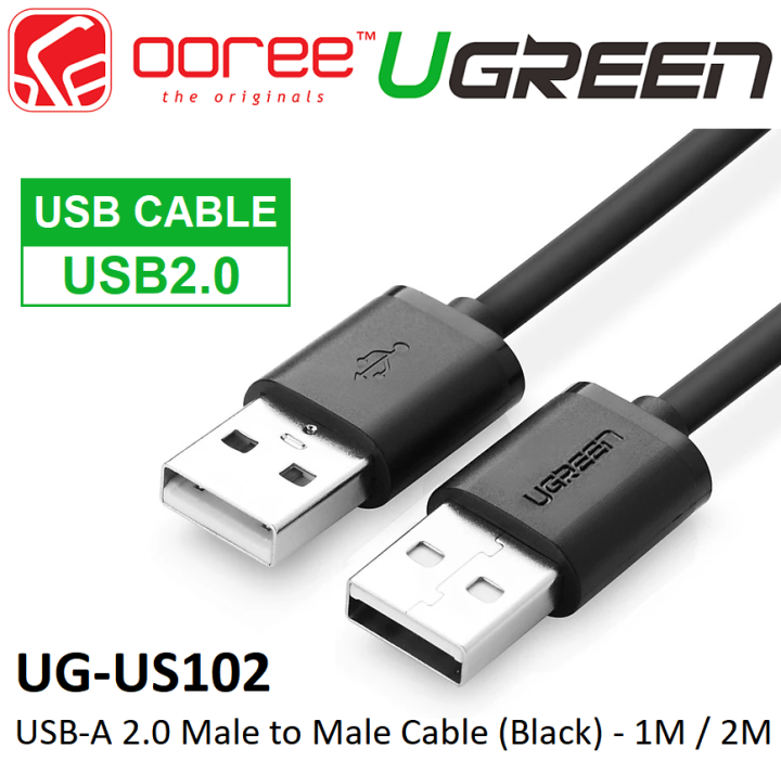 UGREEN USB 2.0 USB-A MALE TO USB MALE CABLE US102 WITH SPEED UP TO 480MBPS - 1 METER / 2 METER ...