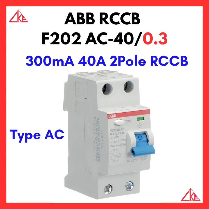 ABB RCCB F202 AC-40/0.3 300mA 40A 2Pole RCCB | Lazada Singapore