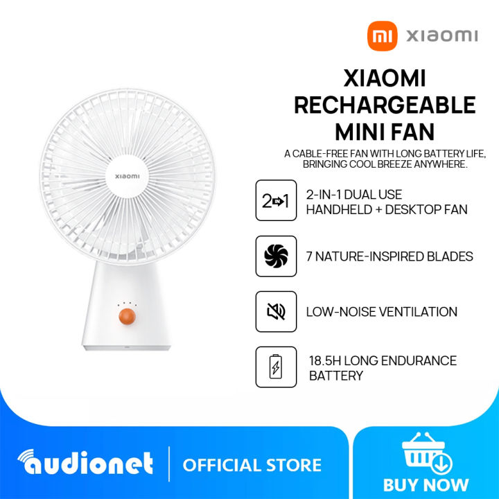 Xiaomi Rechargeable Mini Fan | 2-in-1 Dual Use | 7 Blades | 18.5H Long ...