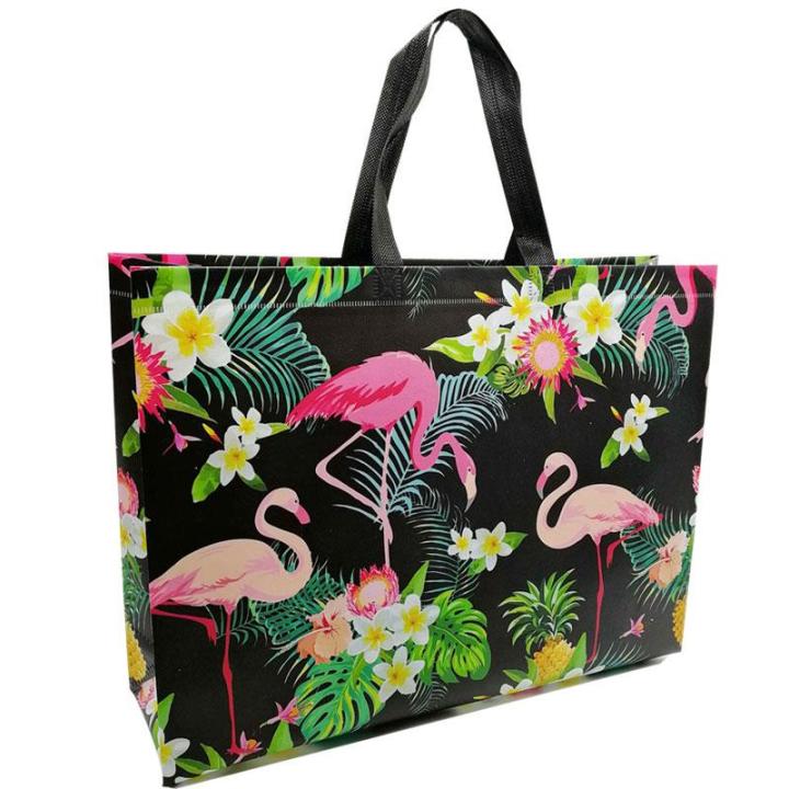 1pc Reusable Foldable Shopping Bag Flamingo Printed Large Tote Bag Eco ...