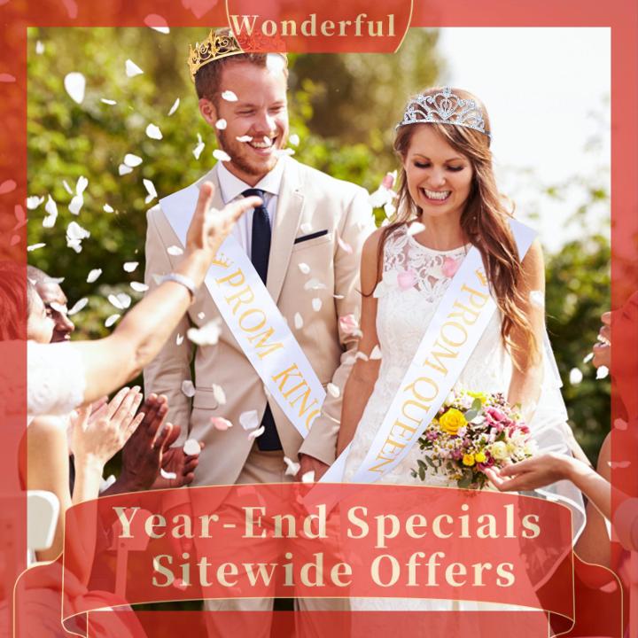 Wonderful Glitter Prom King and Prom Queen Sashes and Crown Tiara Set ...