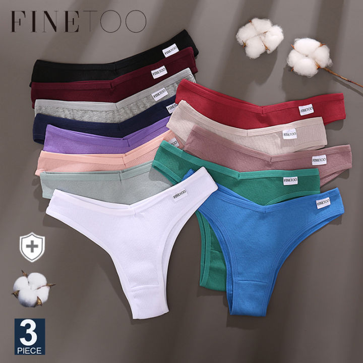 FINETOO 3PCS/Set Panties Women Cotton Lingerie Female Thongs Sexy ...