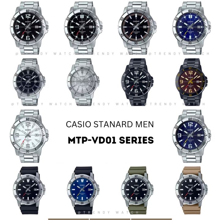 Casio Standard นาฬิกาข้อมือผู้ชาย สายแสตนเลส รุ่น Mtp Vd01d Mtp Vd01d 2b Mtp Vd01d 1b Mtp Vd01d
