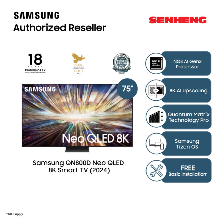 Samsung 75/85 Inch QN800D Neo QLED 8K Smart TV (2024) | NQ8 AI Gen2 ...