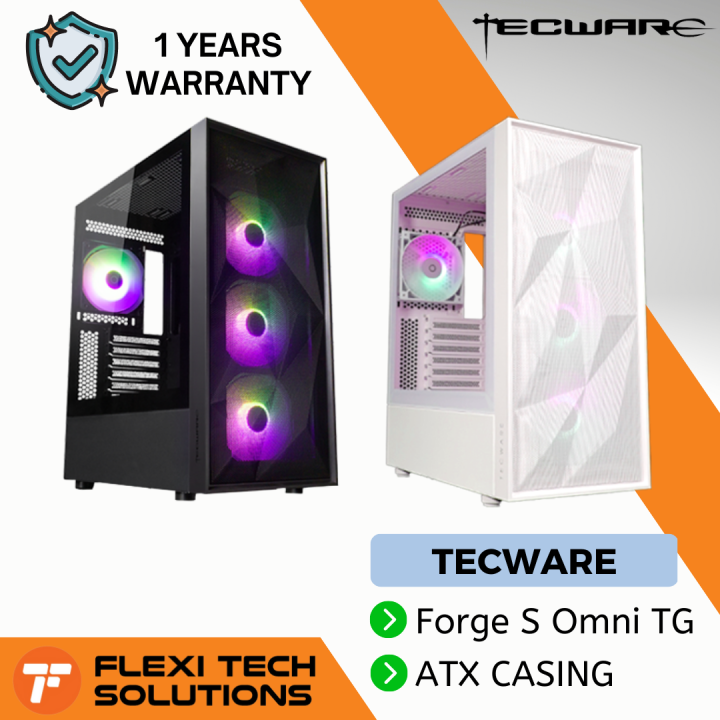Flexi Tech TECWARE Forge S Omni TG ARGB Black / White ATX Casing PC ...