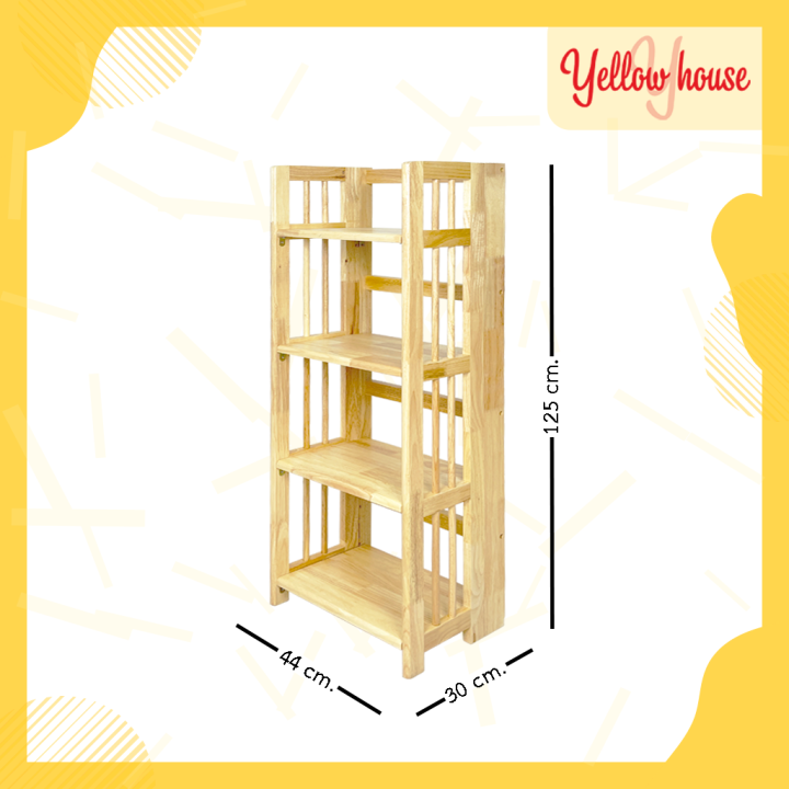 YellowHouse ชั้นไม้ยางพารา 4ชั้น ชั้นวางของ ชั้นวางต้นไม้ ชั้นวางหนังสือ ชั้นพับได้ ชั้นอเนก ...