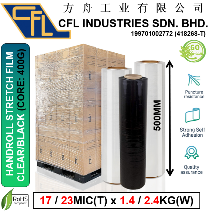 Stretch Film【CFL】500MM x 17 / 23MIC (Thickness) x 1.4 / 2.4KG Plastic ...