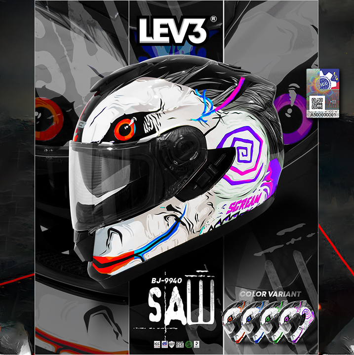 Lev3® BJ-9940 Saw Motorcycle Helmet - FullFace Dual Visor Lens | Lazada PH