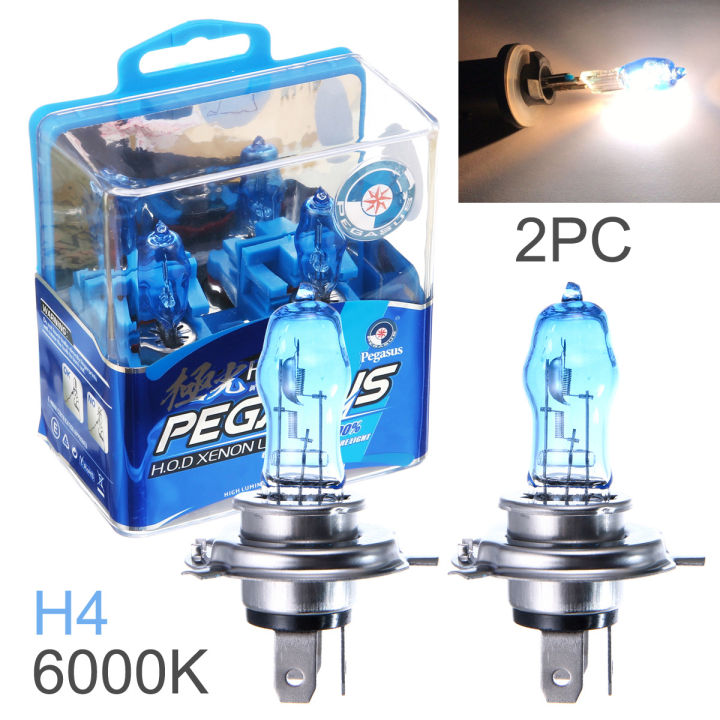 2pcs H4 100W 6000K White Light Super Bright Car HOD Xenon Halogen Lamp ...