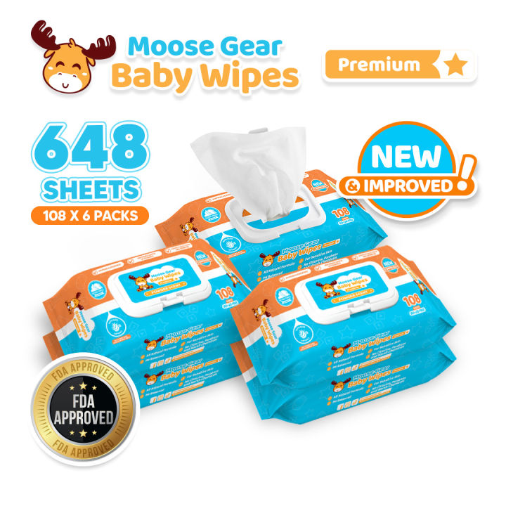 Moose Gear Baby Wipes Powder Scent 108 Sheets x6 Packs | Lazada PH