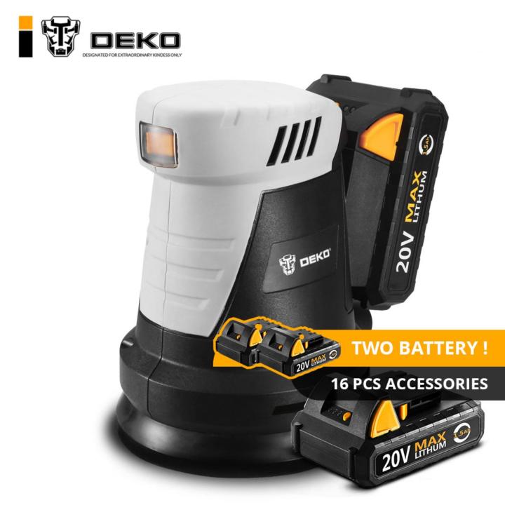 DEKO DKSD20Q2 20V Cordless Random Orbit Sander with 15 Sheets of ...