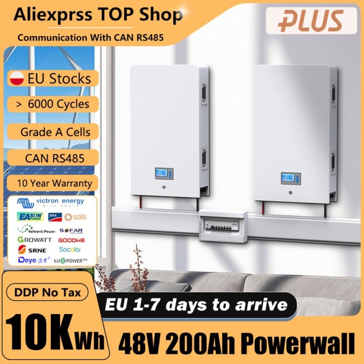 48V 200Ah Powerwall 10KW Lifepo4 Battery 51.2V 100Ah 5KW Max 32 Parallel With CAN RS485＞6000 ...