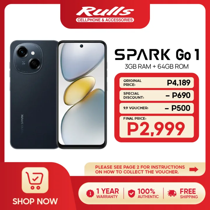 TECNO Spark Go 1 Smartphone | 4+128 / 3+128 / 4+64 / 3+64 | Unisoc T615 | 6.67” HD+ 120Hz ...