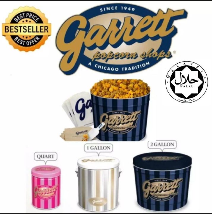 Garrett Popcorn, 1 Gallon Family Tin Size, Caramel Crips, Chicago Mix ...