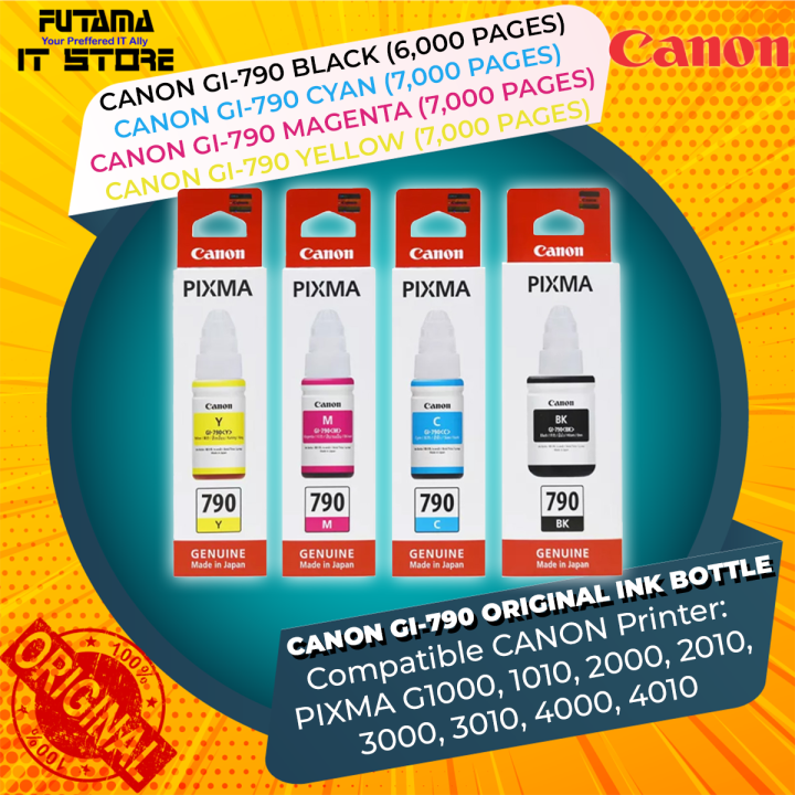 CANON PIXMA GI-790 (Black/Cyan/Magenta/Yellow) Original Ink Bottle ...