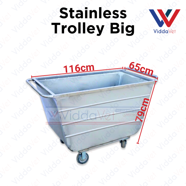 Stainless Big Farm trolley push cart Pig farm feed driver cart farm ...