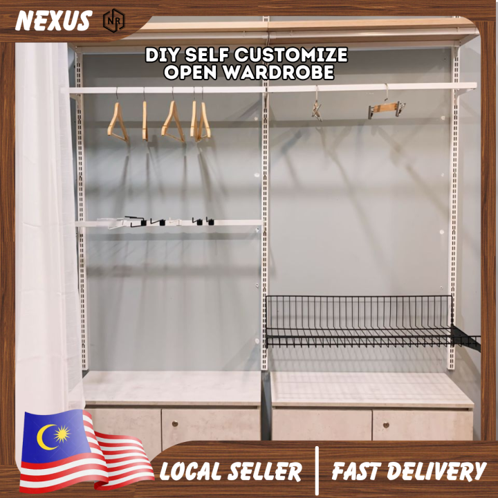 NEXUS【Ready Stock】DIY Self Customize Open Wardrobe Clothes Bar Hanging ...
