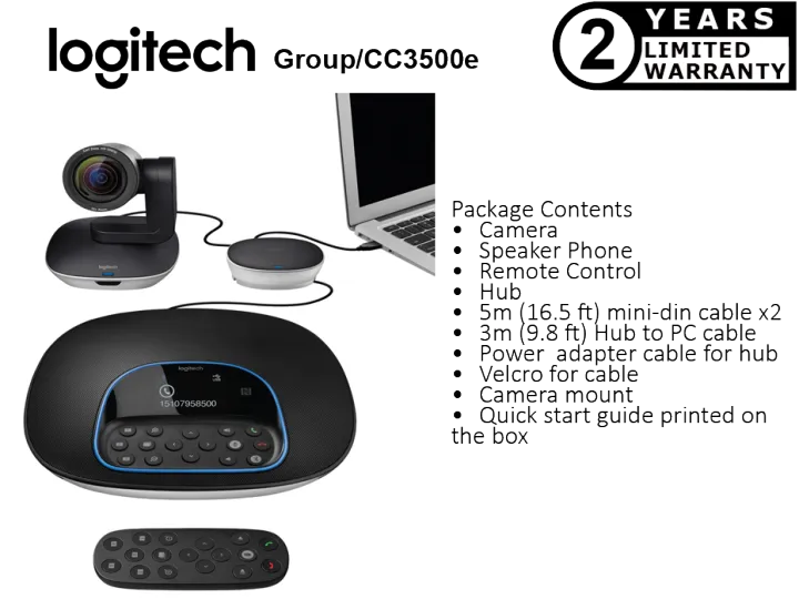 LOGITECH GROUP/CC3500e Video Conference with 90 degree view coverage ...