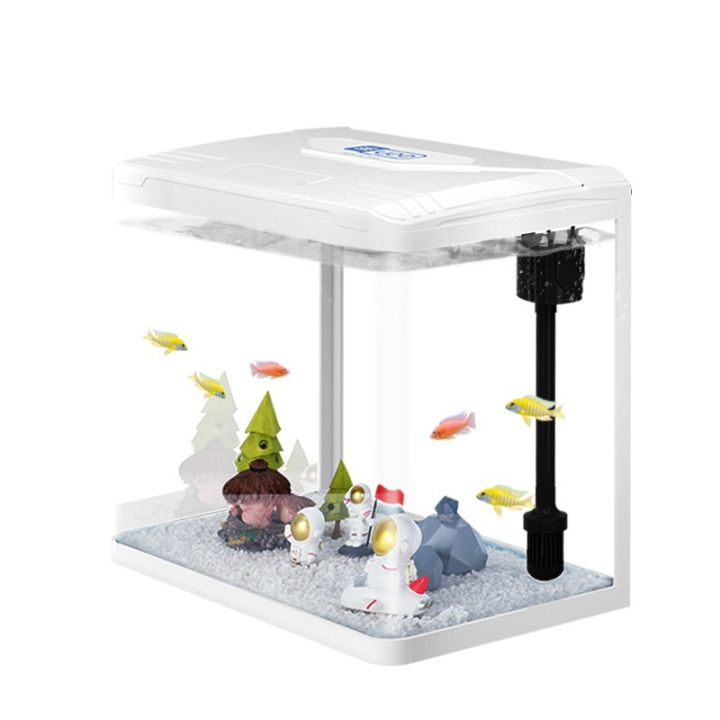 Desktop Small Fish Tank set /curved corner aquarium set 热湾玻璃套缸 | Lazada
