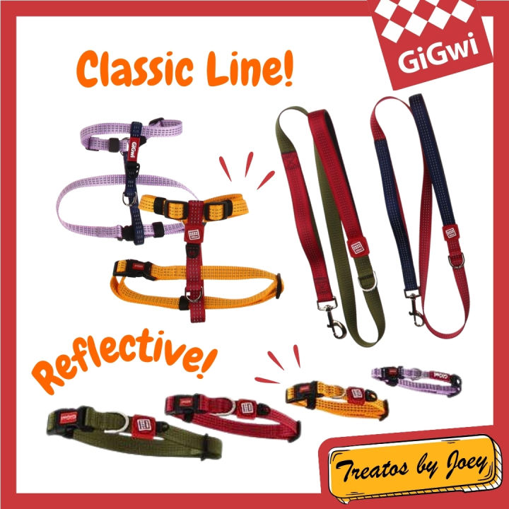 GiGwi CLASSIC LINE Collar Harness Leash Dog Reflective 2 in 1 Handle Pet Walking Accesories ...