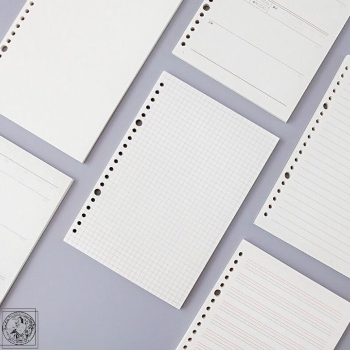 Loose Leaf Muji Style Binder Blank, Kraft, Dotted, Grid, Kraft Blank Refill Pages for A5/B5 (20 ...