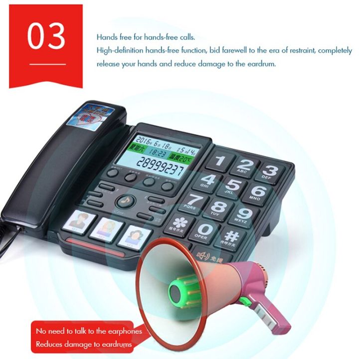 Big Button Corded Phone Picture Care Landline For Seniors With Voice ...