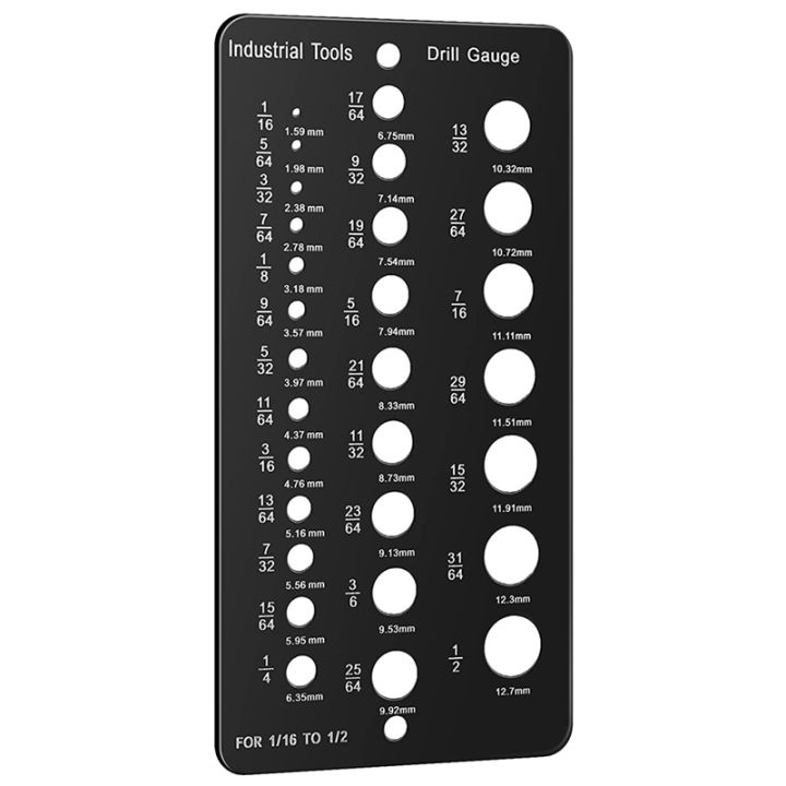 Drill Bit Gauge 1/16 Inch to 1/2 Inch, Screw Size and Thread Gauge ...