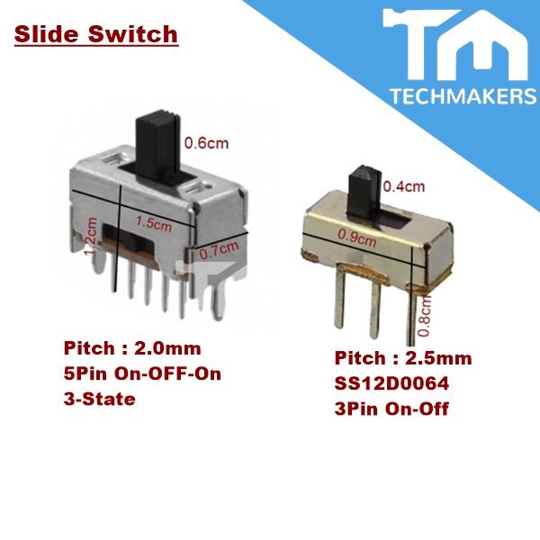 Mini Slide Switch 3-Pin (On-Off Two-State) or 5-Pin (On-Off-On Three-State) SPDT ON OFF Switch ...