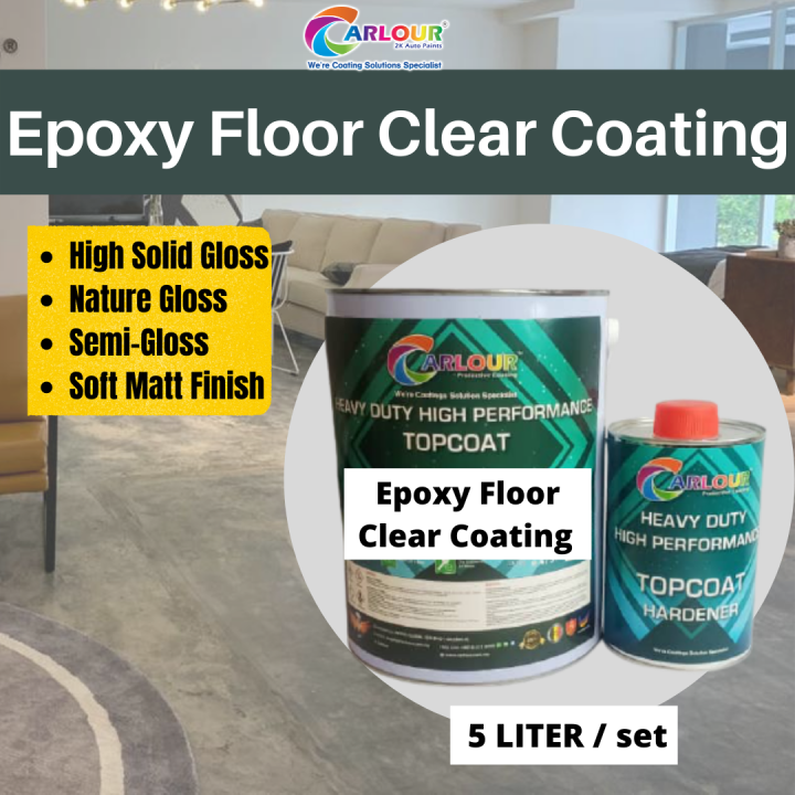 Epoxy Floor Cement Clear Coating 5 Lt Natural Feel Gloss Semi-gloss ...