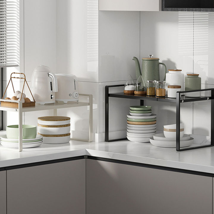 Kitchen Rack Stackable Plate Rack Kitchen Cabinet Shelf Spice Rack ...