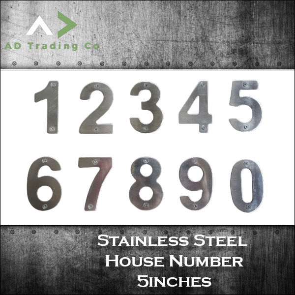 House Number Sign (5 inches) Stainless Steel - House Letter Sign ...