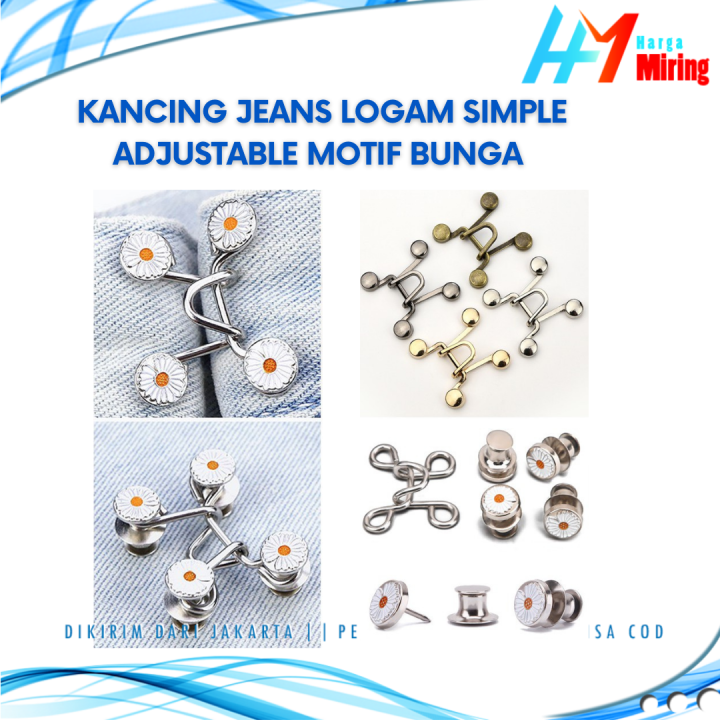 HM Kancing Jeans Logam Simple Adjustable Motif Bunga Daisy Kait ...