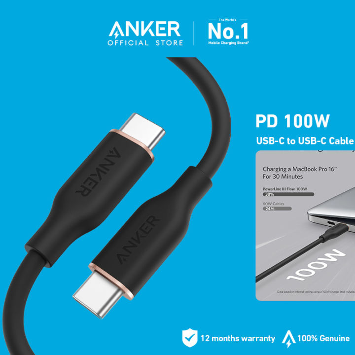 Anker PD 100W USB-C to USB-C Cable USB 2.0 Type C Charging Cable Fast ...