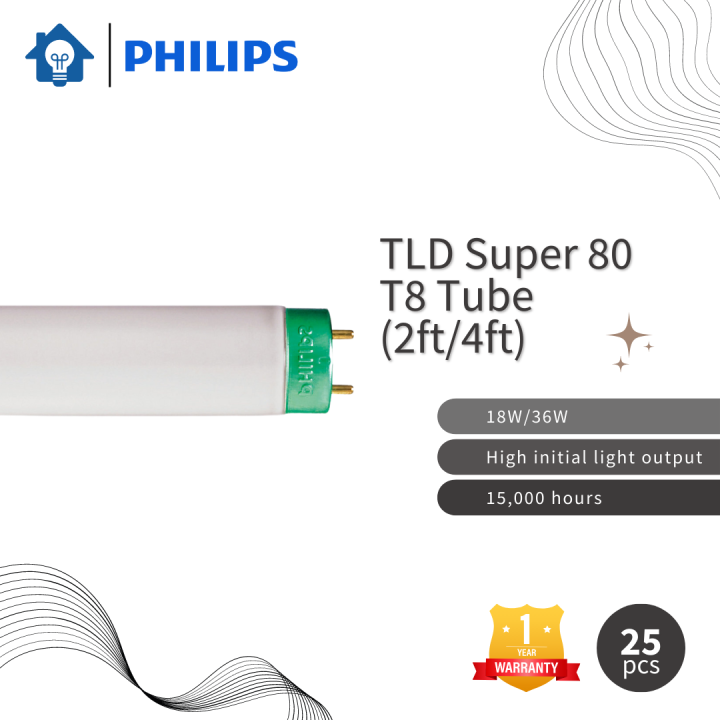 Philips 18W 36W TLD Super 80 T8 Fluorescent Tube ( 25 pcs ) | Lazada