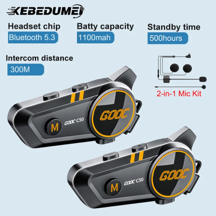 Bluetooth motorcycle intercom helmet headset bt5.3 wireless 300m ...