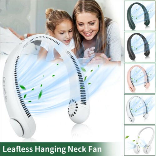 Mini Neck Fan Bladeless Cooling USB Rechargeable 3 Wind Speed Sports ...