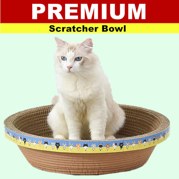 PREMIUM Cat Scratcher Cardboard Corrugated Paper Bowl Box Kucing Mainan ...