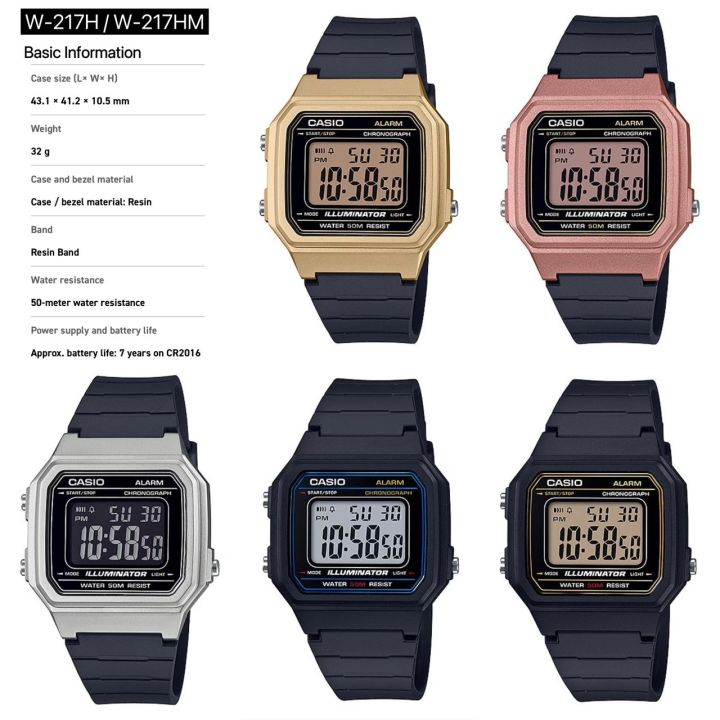 [CASIO UNISEX] CASIO DIGITAL MODEL W-217HM SERIES 50 METERS WATER ...