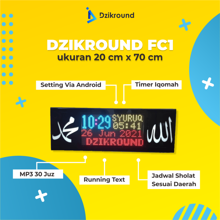 DZIKROUND FS1 Jam digital jadwal sholat masjid running texT timer ...