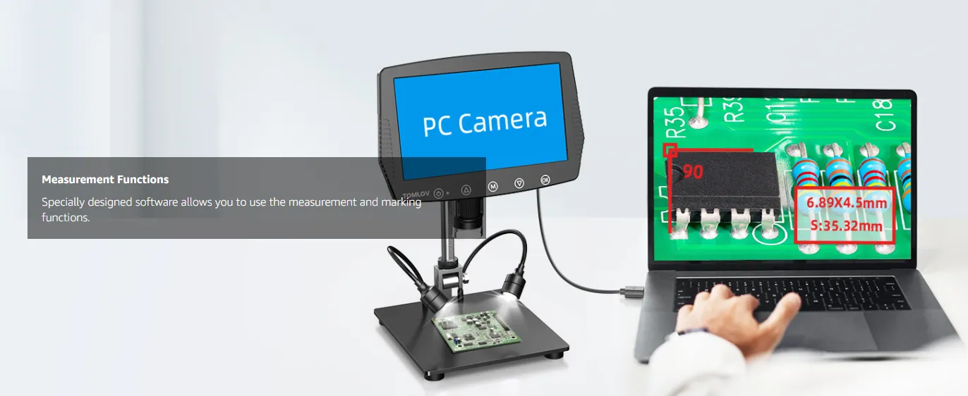 TOMLOV DM04ไมโครสโคปแบบดิจิตอล9นิ้วหน้าจอ IPS 1200X1080P 16MP วิดีโอแบบ ...