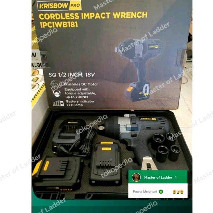 Impact Wrench Cordless Heavy duty Krisbow Brushless DC motor 18V ...