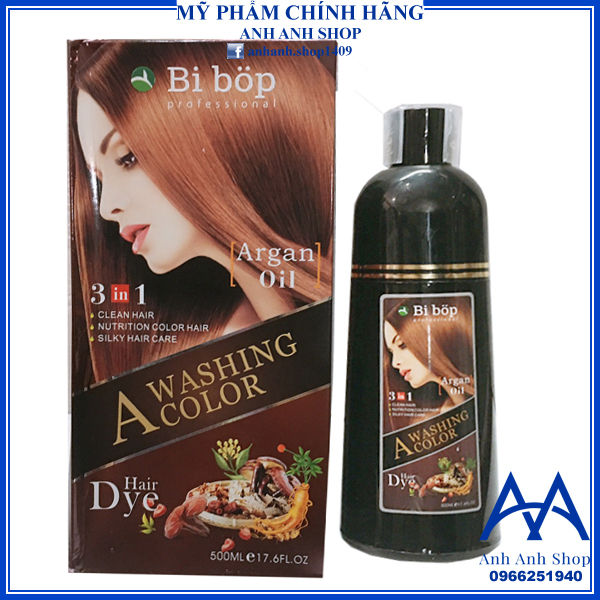 Dầu Gội Phủ Bạc Màu Nâu/ĐEN BIBOP Collagen Nhật Bản (500ml), Giup Màu ...